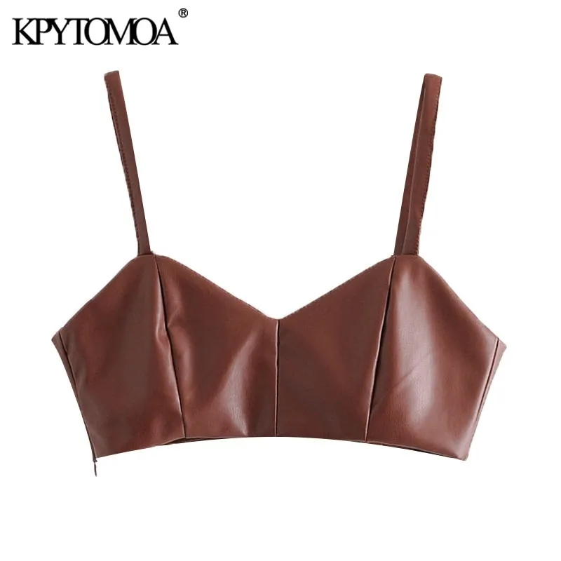 Fashionable Faux Leather Backless Tank Top - Chic Women's Vintage ...