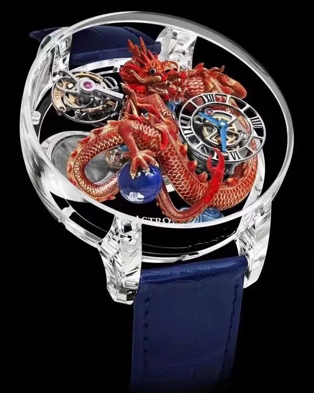 Luxury Astronomia Sky Red Dragon Mens Quartz Watch With 3D Engraving ...