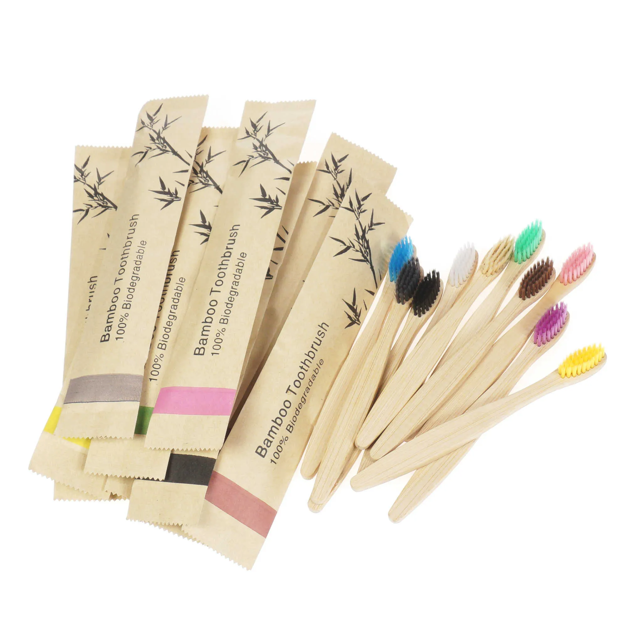 DHgate.com:50 Pack Bamboo Toothbrushes for Kids, Eco-Friendly Reusable ...