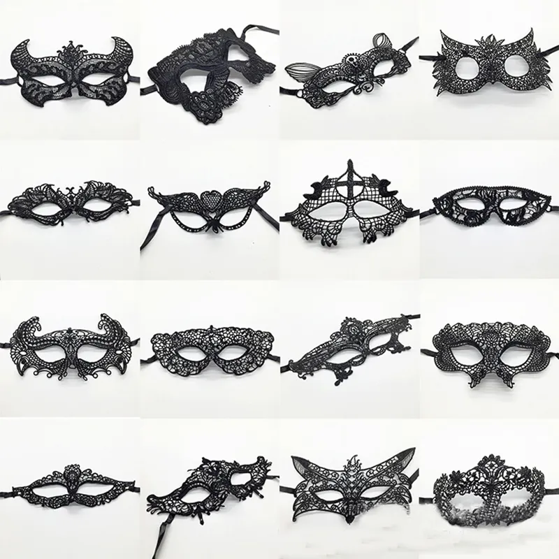 Women's Black Lace Masquerade Mask Veil Queen Eye Mask for Halloween ...