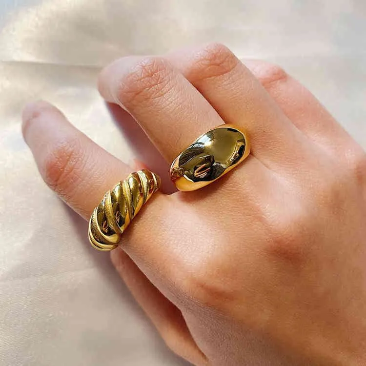 DHgate.com:Minimalist 18k Gold Plated Dome Ring: Stainless Steel Chunky ...
