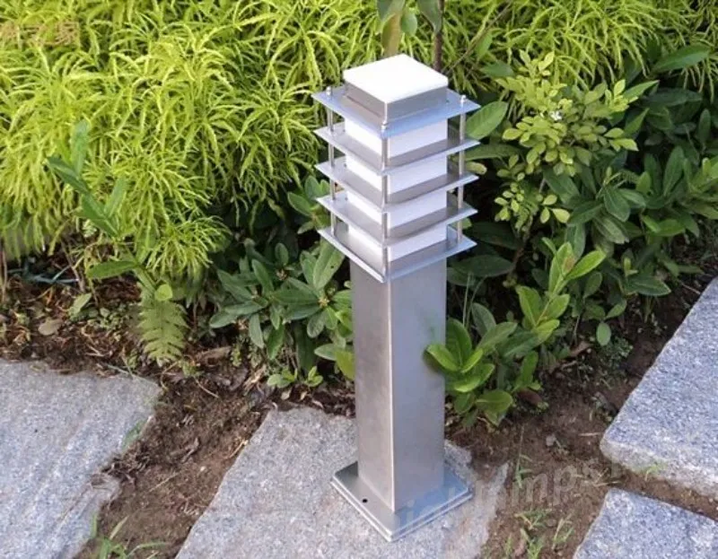 Modern Outdoor Square Pillar Post Light Bollard, Stainless Steel Garden ...