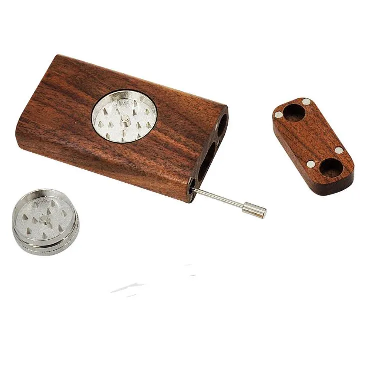 Natural Bamboo Wood smoke holder with One Hitter Dugout - Dry Herb and ...
