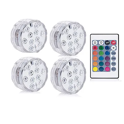 IP68 Waterproof RGB Submersible Pool Puck Lights With 10 LED Party Vase ...