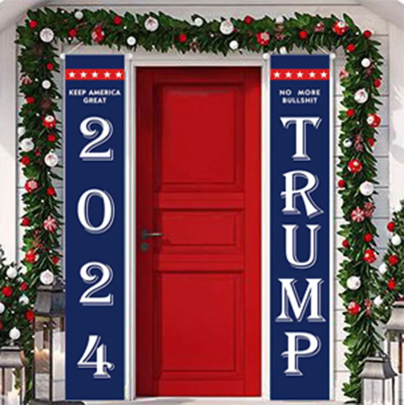2024 Trump Couplets Door Christmas Kitchen Curtains Banner For U.S ...