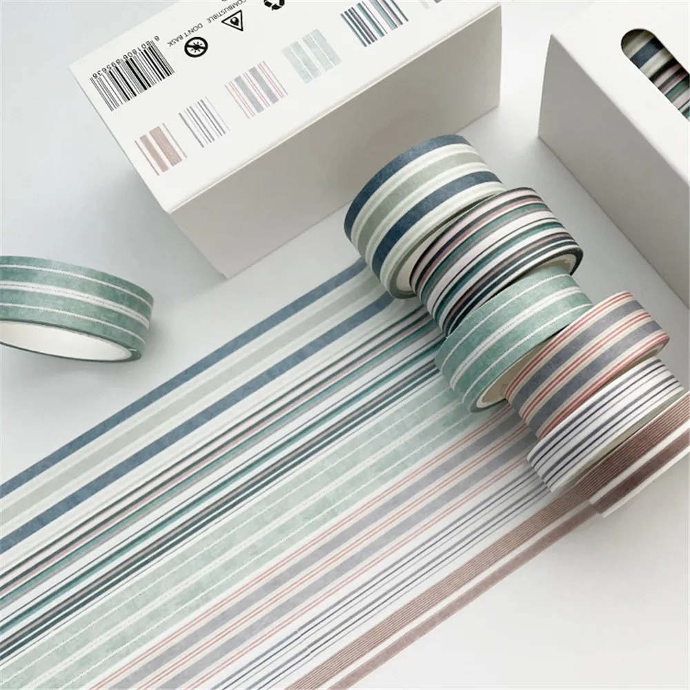 set 5m vintage black washi tape grid stripe masking tape single-sided ...