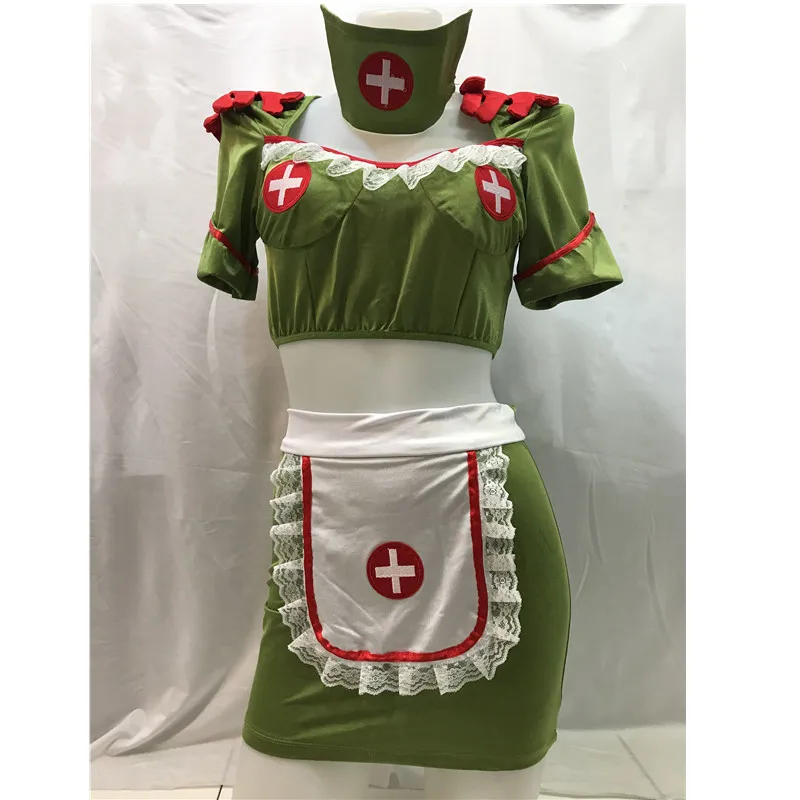 Sexy Costumes Olive Green Naughty Sexy Nurse Costumes Halloween Cosplay