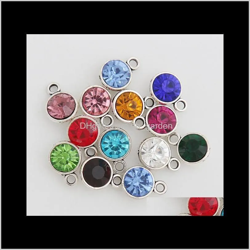 Wholesale Birthstone Crystal charms gnoce Round Color Findings Components for Jewelry Making 2021 Drop Delivery