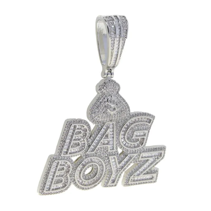 5A CZ Letter Bag Boyz Iced Out Pendants With Iced Out Bling And Dollar ...