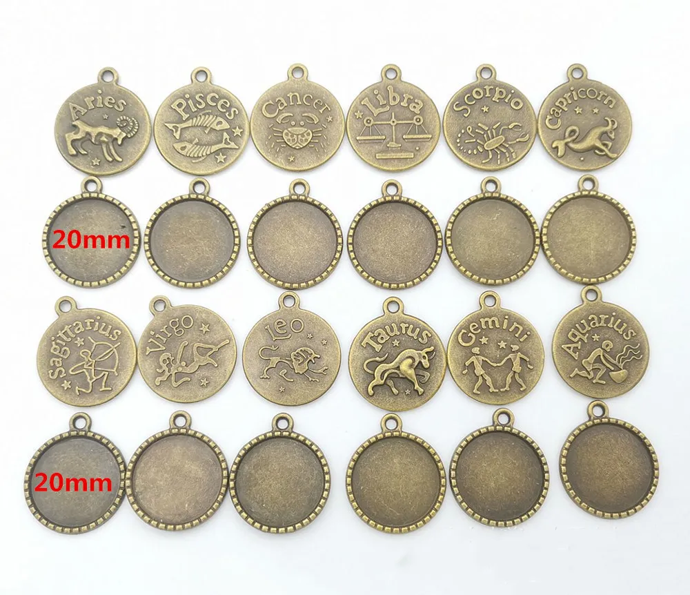 Antique Bronze Cabochon Settings - 20mm Pendant Blanks, Metal Bezel ...