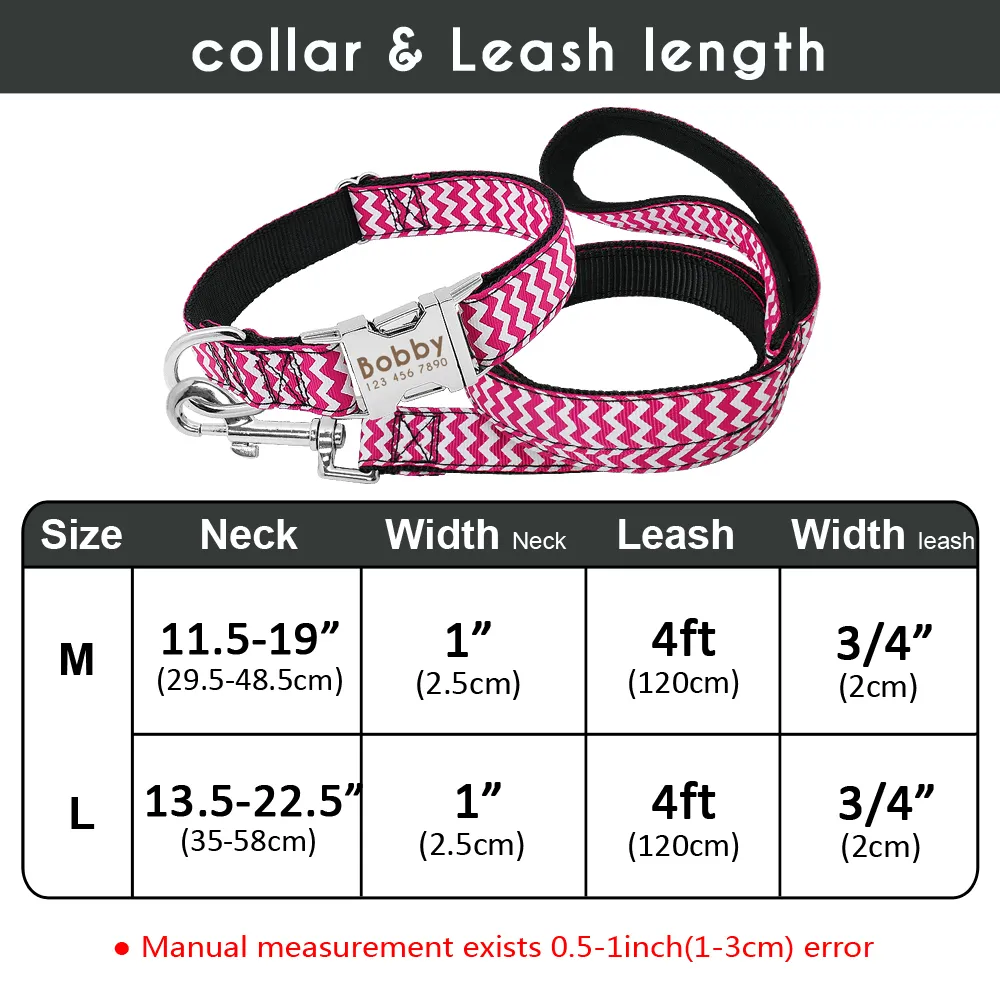 Personalized Dog Collar & Leash Set - Custom Engraved Nameplate ...