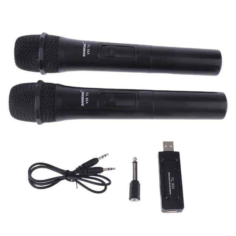 Wireless Handheld Microphone UHF Dynamic with USB 3.5mm 6.35mm Receiver ...