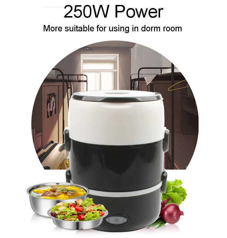 DMWD Mini Electric Rice Cooker Stainless Steel 2/3 Layers Steamer ...