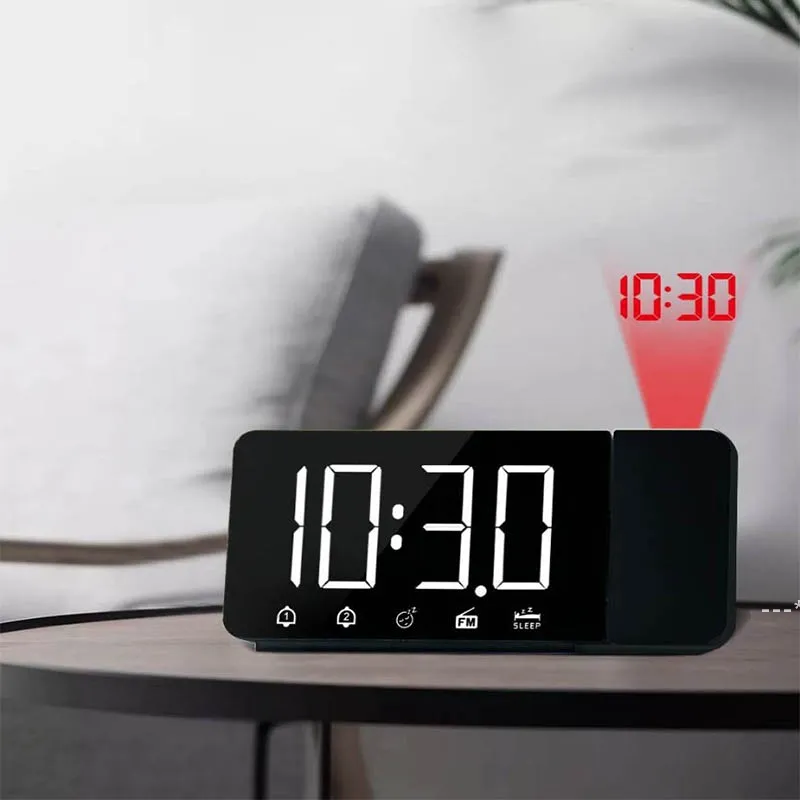 NEWDesk Table Smart Clock LCD Projection LED Display Alarm Clock Makeup ...