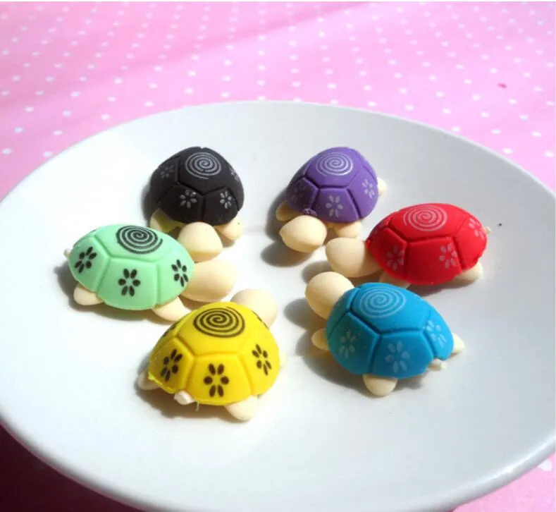 Colorful turtle shell animal-shaped pencil eraser made of plastic ...