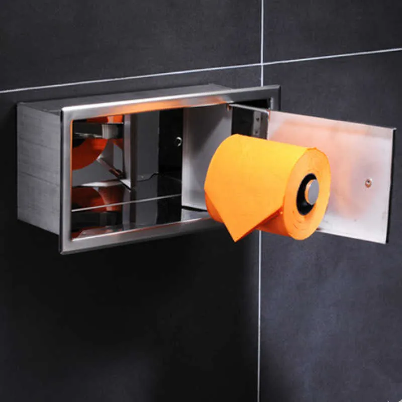 Modern 304 Stainless Steel Concealed Paper Holder: Wall Mounted Toilet ...