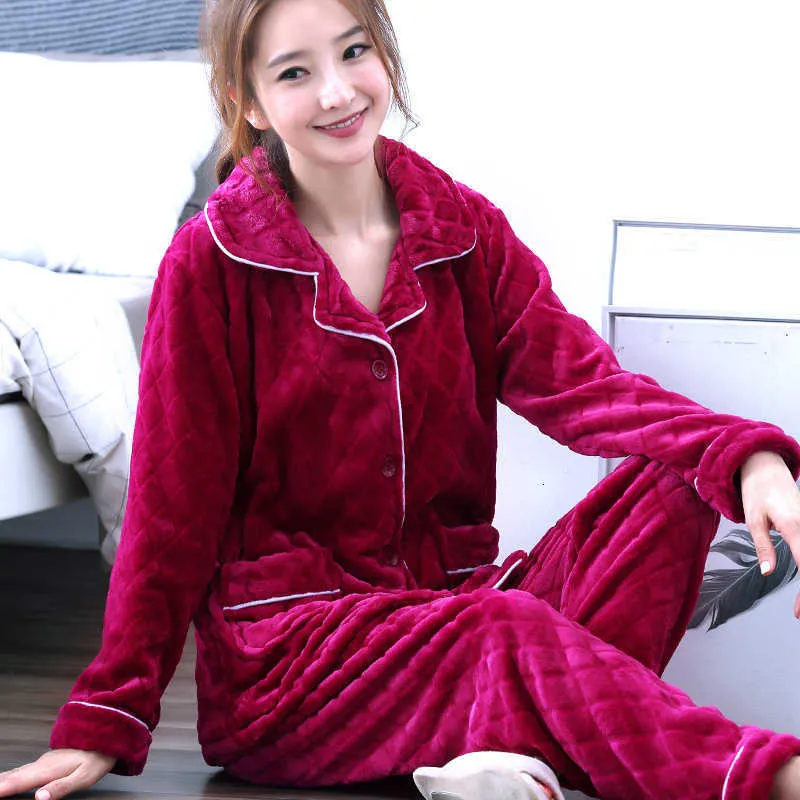 Sommeil Automne Pyjamas Femmes Hiver Corail Velours À Manches Longues ...