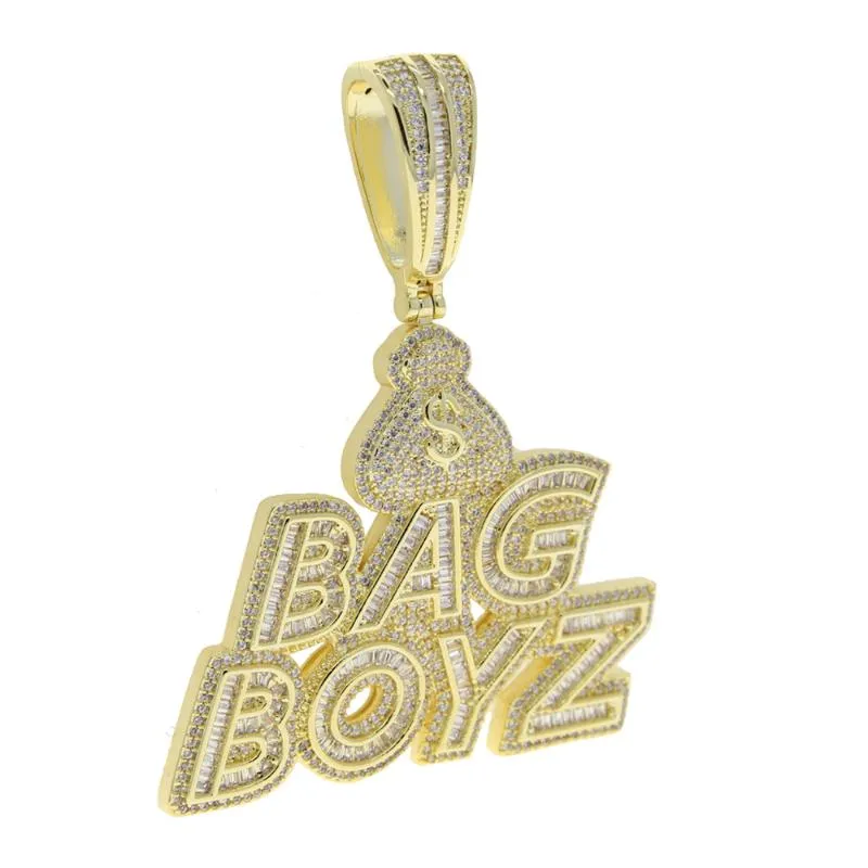 5A CZ Letter Bag Boyz Iced Out Pendants With Iced Out Bling And Dollar ...