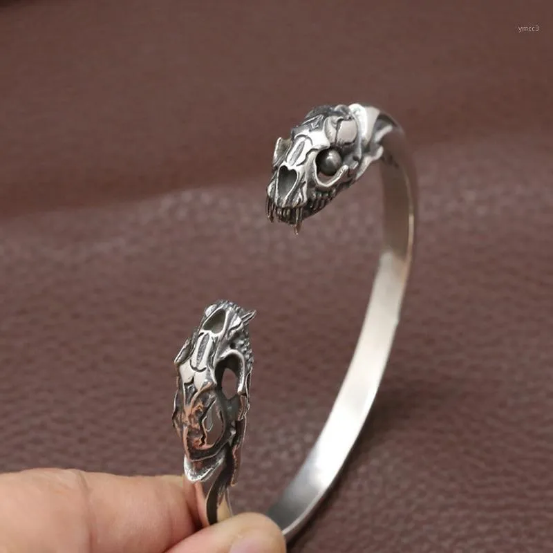 925 Sterling Silver Tiger Skull Antique Kada Bangles Vintage Thai Style ...