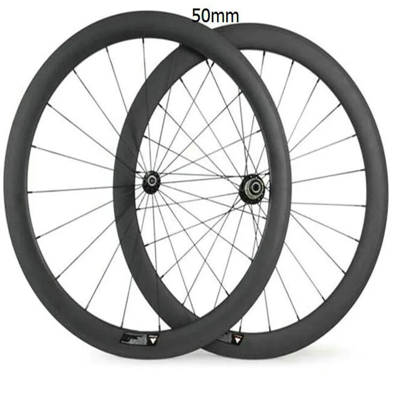 700c Disc Brake Carbon Fiber Wheelset 25mm Wide Clincher/Tubeless Road ...