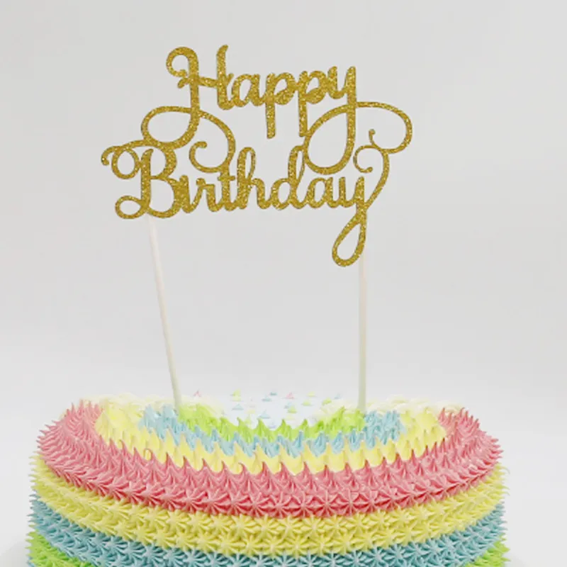 Festive Glitter Cake Toppers for Birthday Parties - Gold & Silver ...