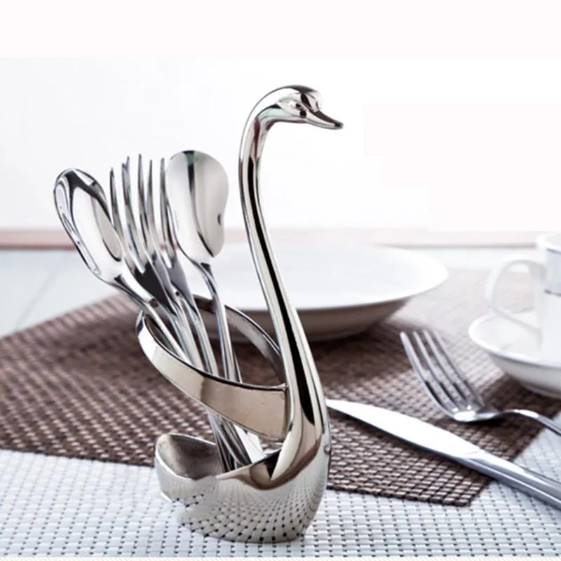 DHgate.com:Swan 50-Piece Stainless Steel Flatware Set, Luxury ...