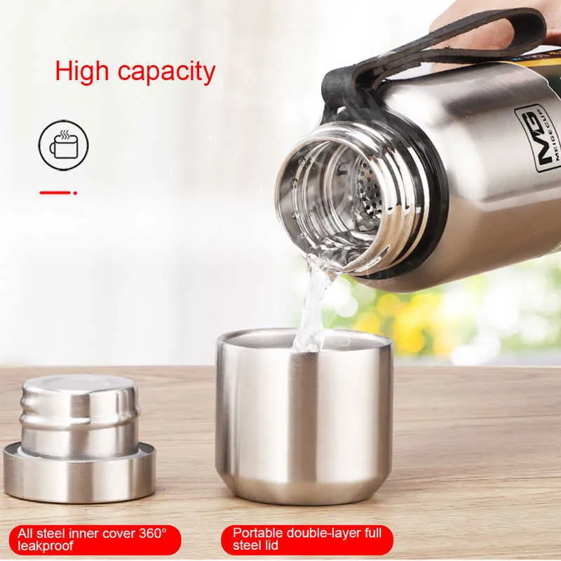 Large Capacity Tea Thermos Flask - 1 Liter Insulated Cup for Hot Drinks ...