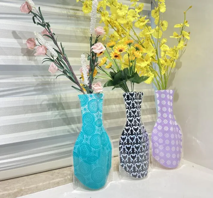Eco Friendly Foldable PVC Flower Vase Portable Plastic Folding Pot For ...