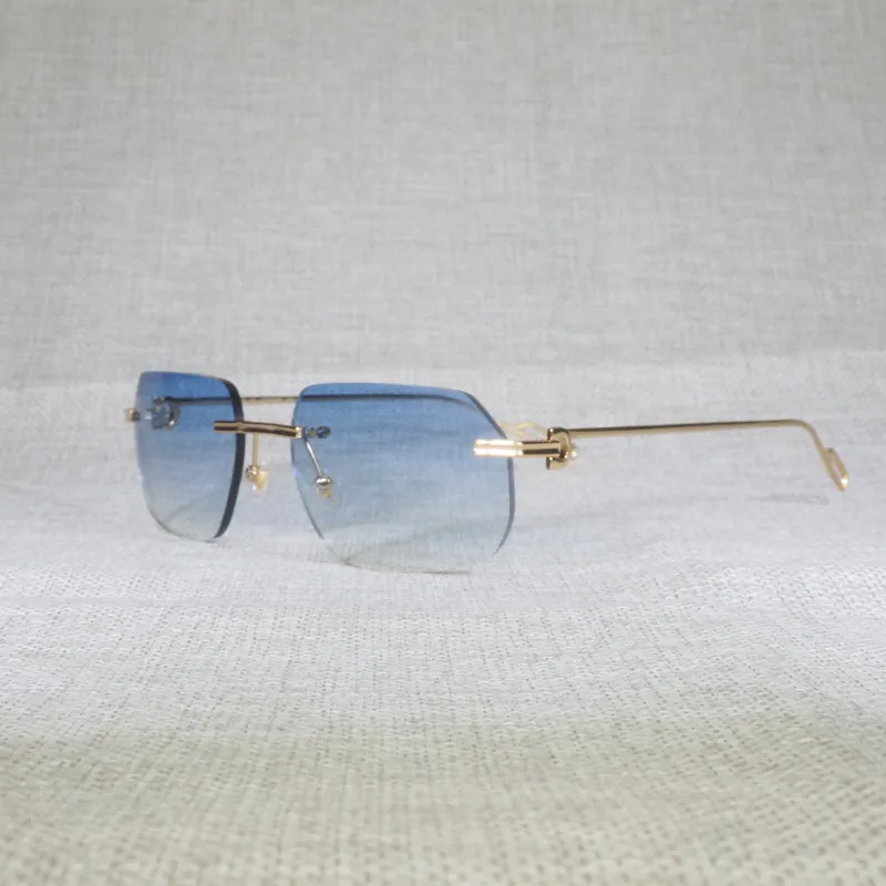 Fine Glass Ancient Rimless Square Sunglasses Men Oculos New Lens Shape ...