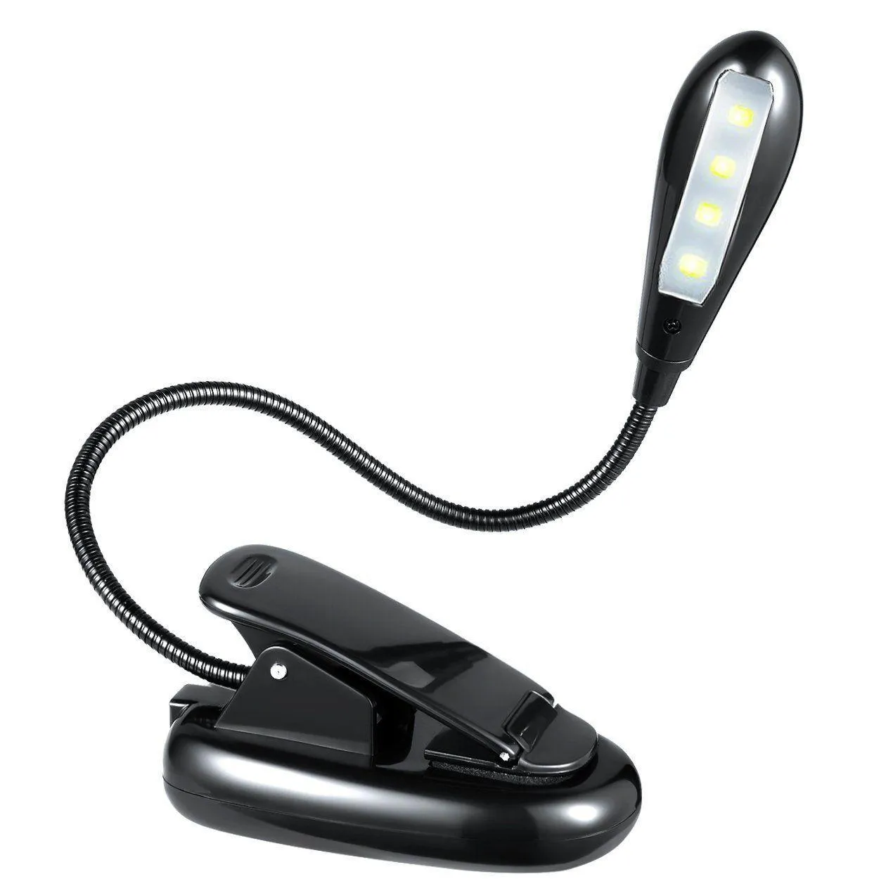 Flexible Portable 4 LED Clip-On Music Stand Book Light Lamp for Reading ...