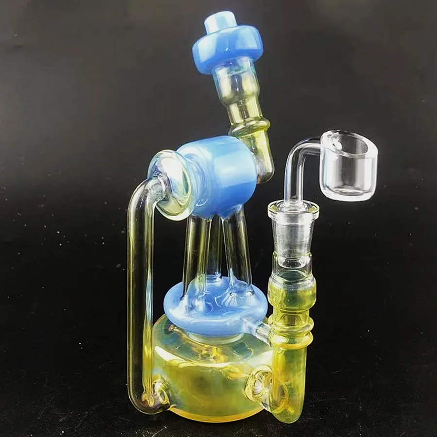 Sidecar Glass Bong With Robot Fumed Hanger 7.5 Inch 14mm Inline Perc ...