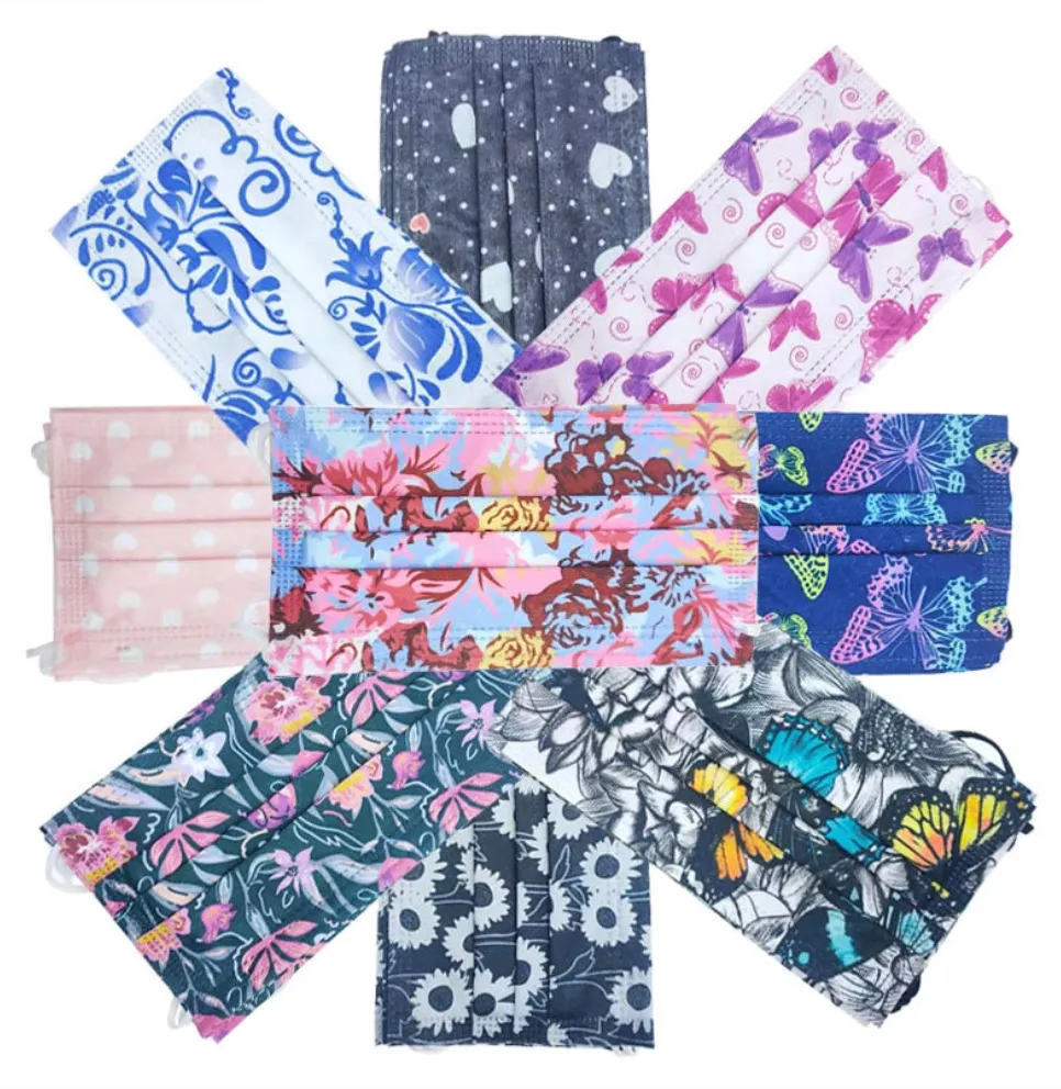 Designer Face Mask: 10-Pack Disposable Masks, Fashionable Earloops, 3 ...