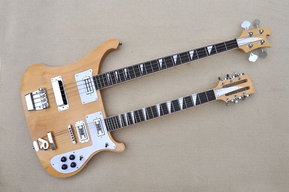 Double Neck Bass And Guitar, Electric Guitar Custom: Natural Wood 12+4 ...