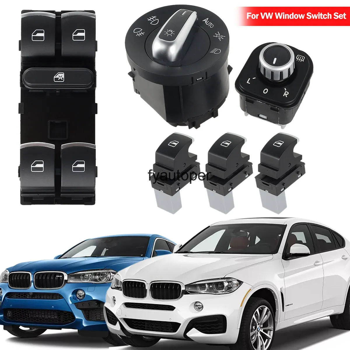 Window Switch Kit for VW Including Main 5ND 959 857 and Single Switches ...
