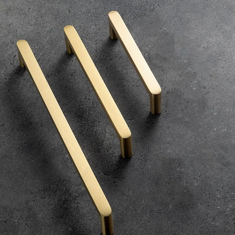Golden Armboard Handles Cepillado Latón Cocina Gabinete Puerta Puertas ...