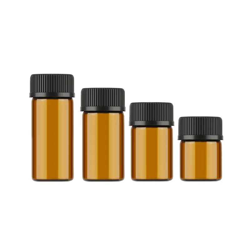 Amber/Clear Glass Sample Vials 1ml To 4ml Drams With Plastic Lid Inserts For Essential Oils ...