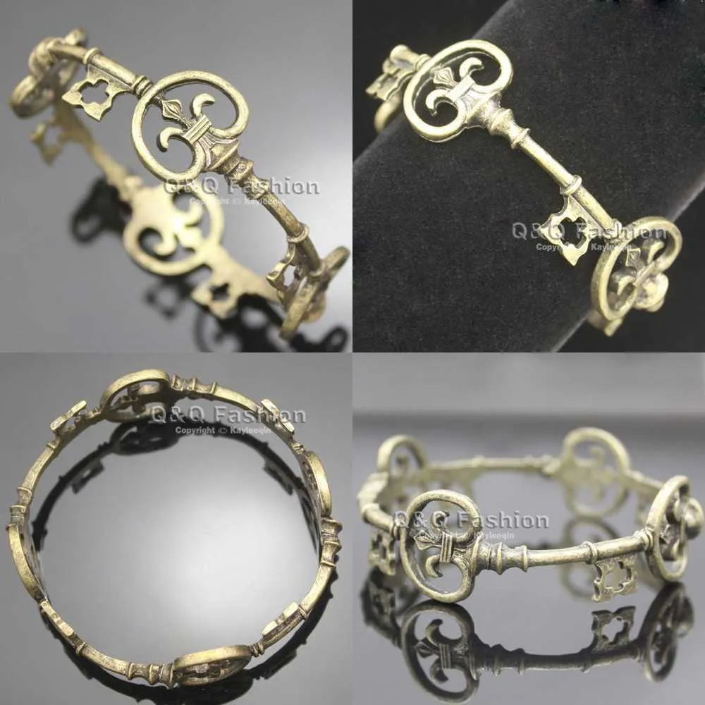 Victorian Skeleton Key Cross Key Bangle Cuff Vintage Valentine's Day ...
