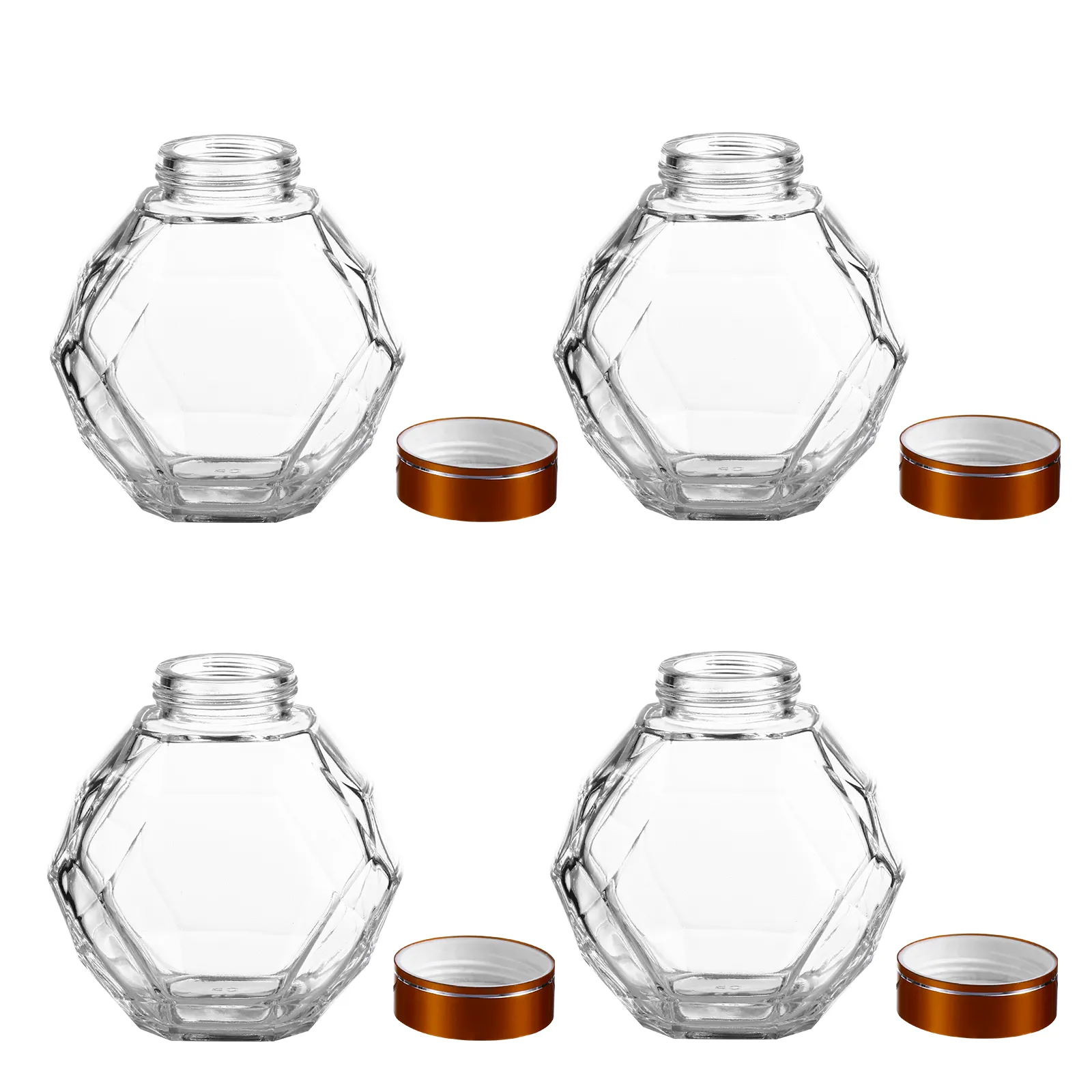 4 Buah Jelas Madu Dapur Toples Madu Kaca Botol Lebah Jar Heads Enam ...