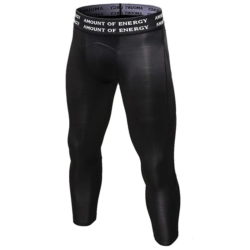 Men's Polyester Compression Tights Slim Fit Gym Pants for Basketball ...