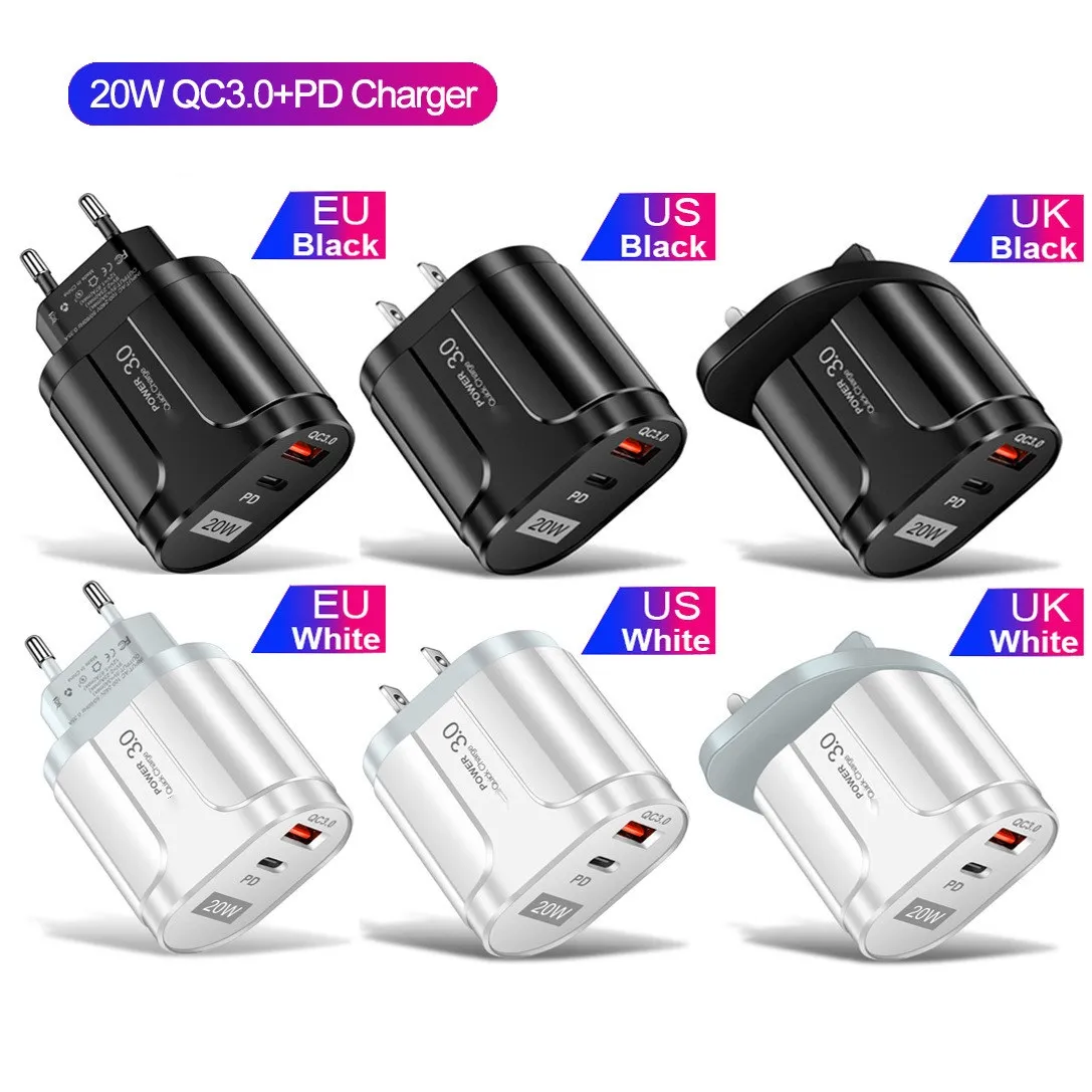 Quick Charging Dual Ports 20W PD Type C Wall Charger Fast Charging USb ...