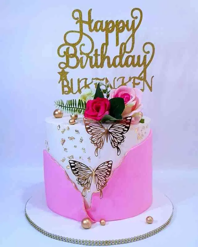 Metal Engraving Texture Gold Artificial Butterfly Cake Topper Cake ...