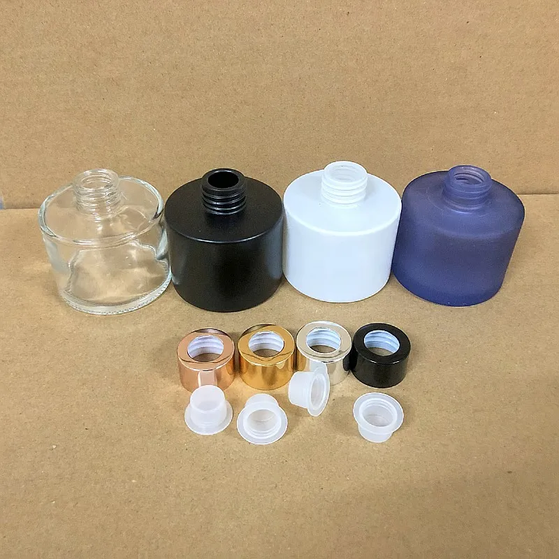 Luxury Reed Diffuser Bottle - 100ml Round Glass, Matte Black & White ...