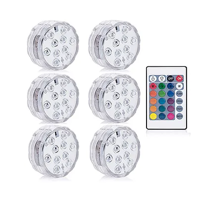 IP68 Waterproof RGB Submersible Pool Puck Lights With 10 LED Party Vase ...
