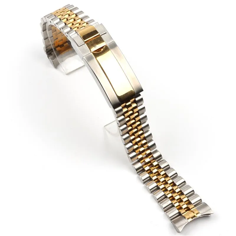 High Quality 20mm Silver And Gold 316L Stainless Steel Gold Watch Strap ...