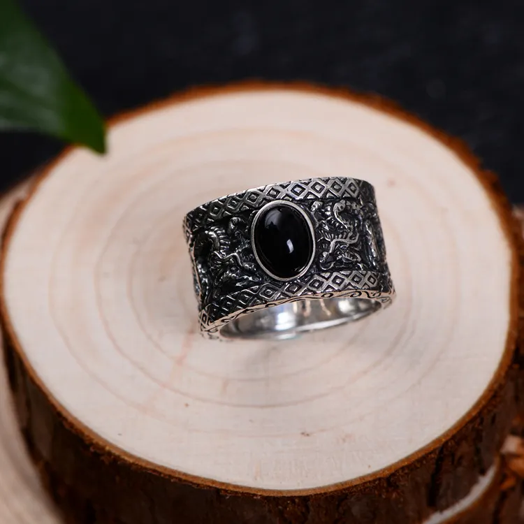 Anillo De Jade Genuino: Anillo De Dragón De Rubí Residable En 925 Plata ...