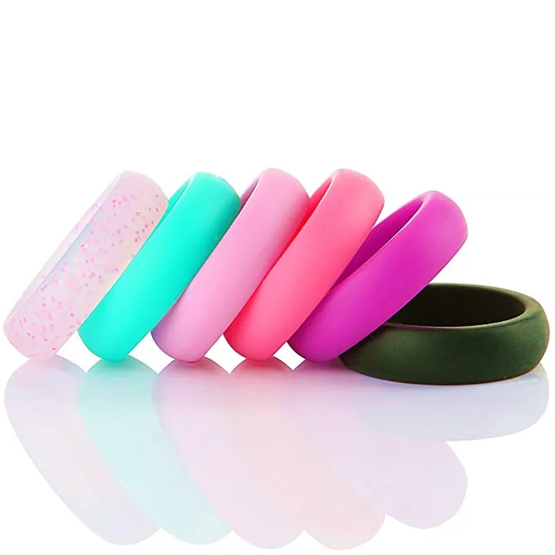Silicone Wedding Rings For Women: Glitter Rubber Engagement Band ...