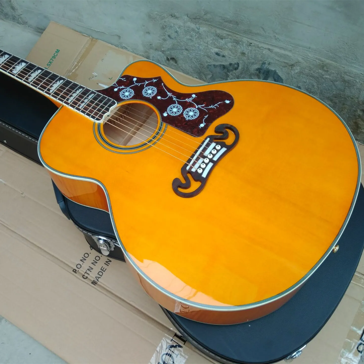DHgate.com:Custom Yellow Solid Spruce Top J200 Acoustic Guitar with ...