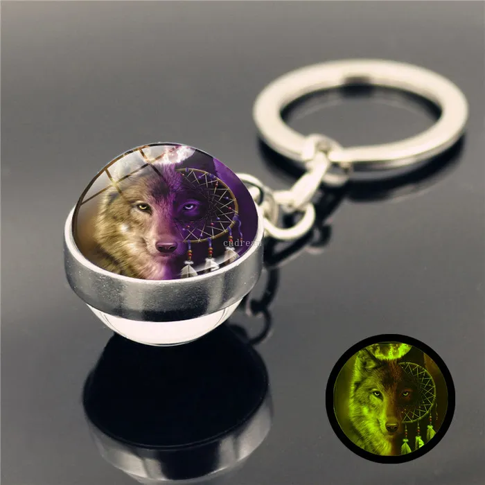 DHgate.com:Wolf key ring Glass Ball Indians Dream Catcher Glow In The ...