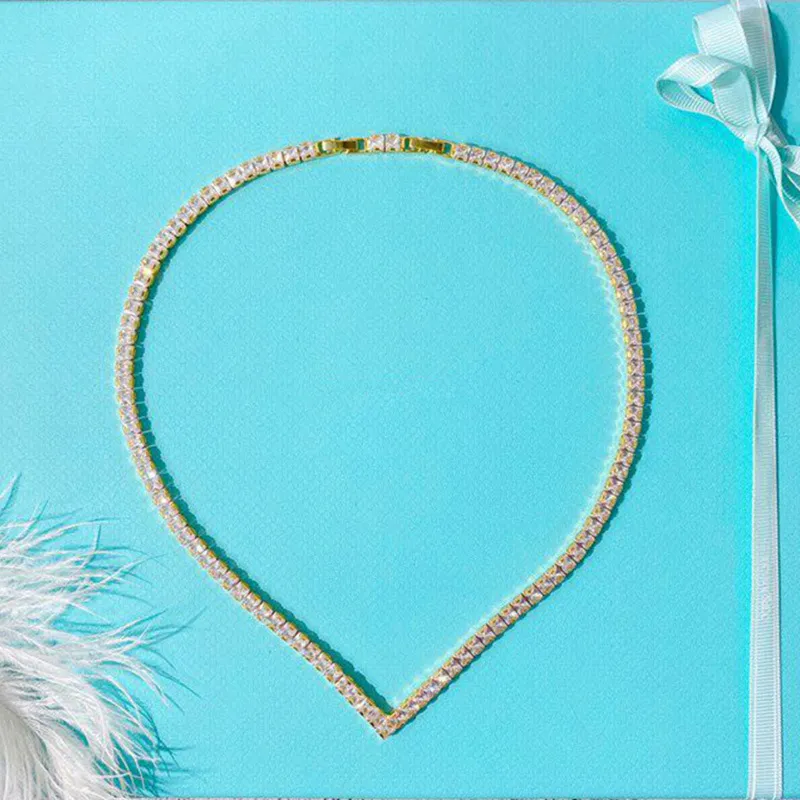 DHgate.com:Designer Zircon Necklace for Women, V-Shaped Square Diamond ...