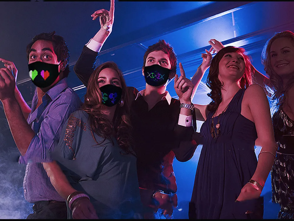 Programmable LED Face Mask - Bluetooth Controlled, RGB Color Changing ...